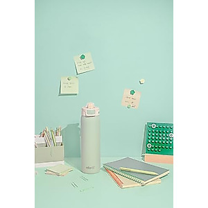 Ello Pop & Fill 32oz Stainless Steel Water Bottle with Quick Fill Technology, Double Walled and Vacuum Insulated Metal, Leak Proof Locking Lid, Sip and Chug, Reusable, BPA Free, Pistachio