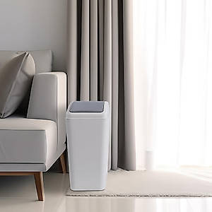 Asking 4.5 Gallon Small Trash Can with Swing-top Lid, 3-Pack Swing Plastic Waste Bin, Gray