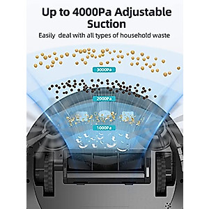 HONITURE Robot Vacuum Cleaner, G20 Robot Vacuum and Mop Combo 3 in 1, 4000pa Strong Suction, Self-Charging, App&Remote&Voice Control, Compatible with Alexa, Ideal for Carpet, Hard Floor, Pet Hair.