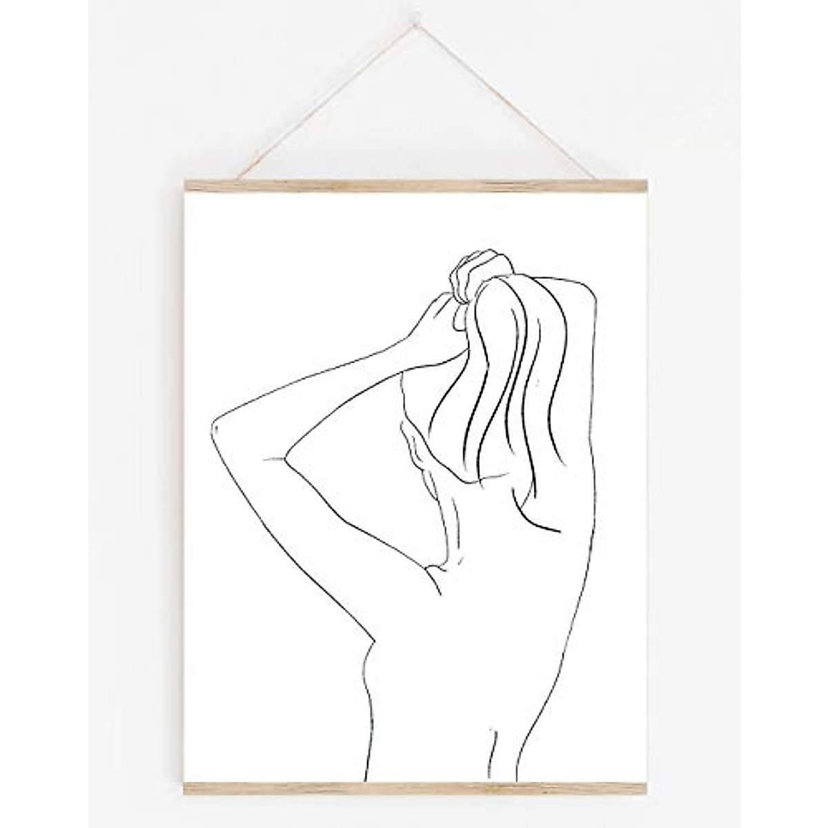 Abstract Female Form Pulling Hair Up Line Art - 11x14 UNFRAMED Minimalist Decor Wall Print of Woman’s Body Shape in Black on White
