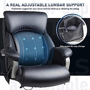 COLAMY Big and Tall Office 500lbs-Heavy Duty Ergonomic Computer Extra Wide Seat, High Back Executive Large Desk Chair with Thick Bonded Leather and Tilt Rock, Adjustable Lumbar Support-Black