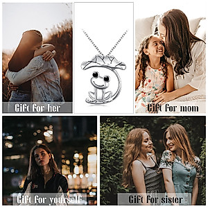 FLYOW Frog Animal Necklaces for Women Sterling Silver Frog with Lotus Leaf Pendant, Best Christmas Jewelry Birthday Gifts