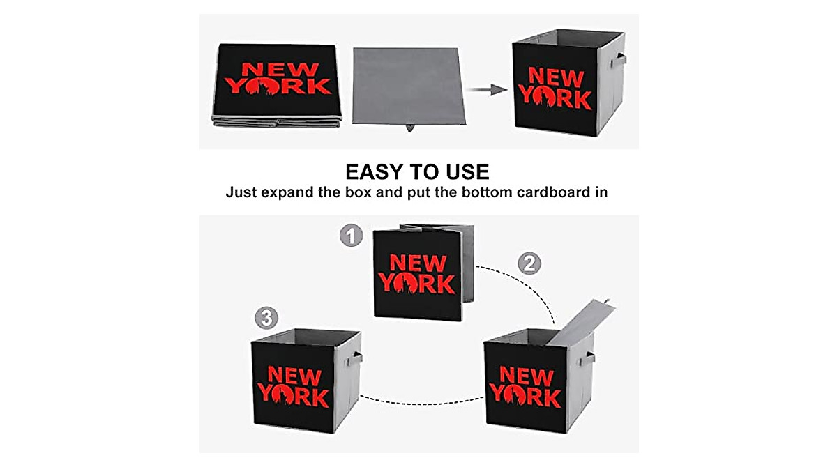 New York City Collapsible Storage Bins - Folding Fabric Organizer Boxes
