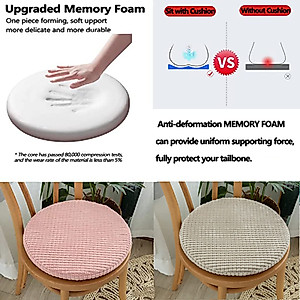 ZTGL 4 Pack Round Non Slip Cushions Seat Kitchen & Dining Office High Stool Chair Pads Memory Foam Seat Bar Pad ,Beige,40x40 cm