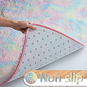 GKLUCKIN 5x7 Area Rug for Living Room, Rainbow Rugs for Bedroom, Fluffy Shag Fuzzy Soft Rug for Kids Boys Girls Room, Nursery Rug, Dorm Rug, Plush Shaggy Furry Rug, Carpet