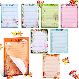 8 Pack 400 Sheets To Do List Notepad Floral Notepad Spring to Do List Planner Summer Daily to Do List Notepads Seasonal Daily Checklist Notepads Memo Pad Grocery List(Spring, Summer, Fall, Winter)