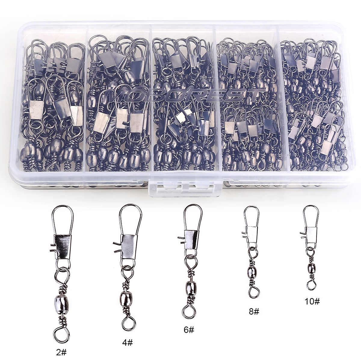 200PCS Barrel Snap Swivel Fishing Accessories, Premium Fishing Gear Equipment with Ball Bearing Swivels Snaps Connector for Quick Connect Fishing Lures