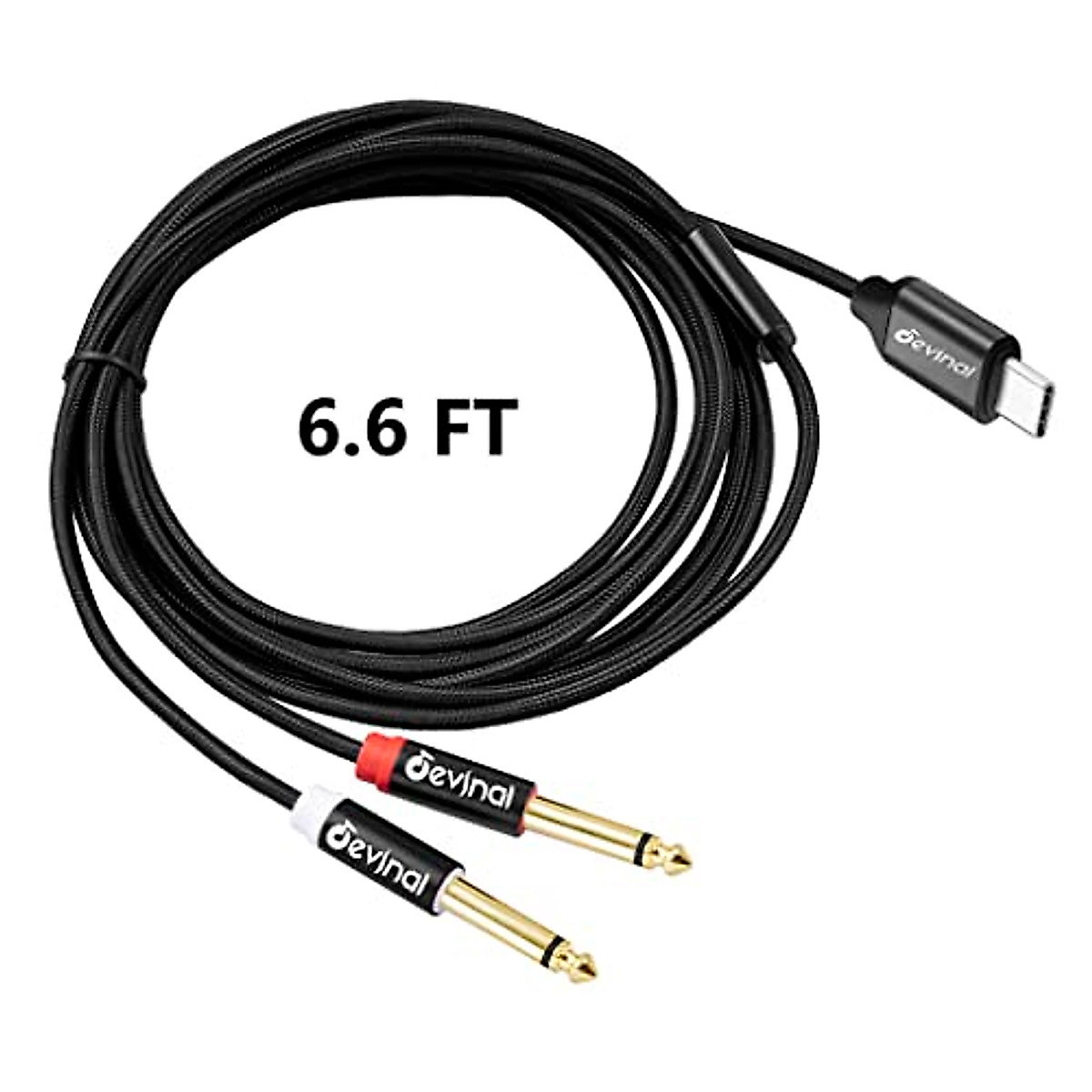 USB C to 1/4 Inch Audio Cable - Devinal Dual 6.35mm Stereo Adapter