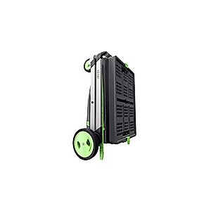 CLAX® The Original | Made in Germany | Multi Use Functional Collapsible Carts | Mobile Folding Trolley | Storage Cart Wagon | Shopping Cart with 2 Storage Crates (Green)