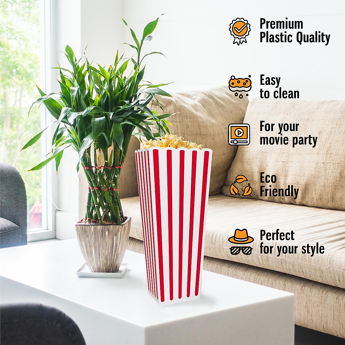 Reusable Popcorn Buckets for Movie Night - 10 Pack
