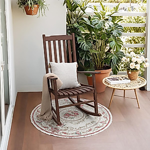 Greesum Outdoor Rocking Chair, Acacia High Back Oversized All-Weather Lounge Rocker with 320 lbs of Support for Patio, Garden, Deck, Porch,Brown