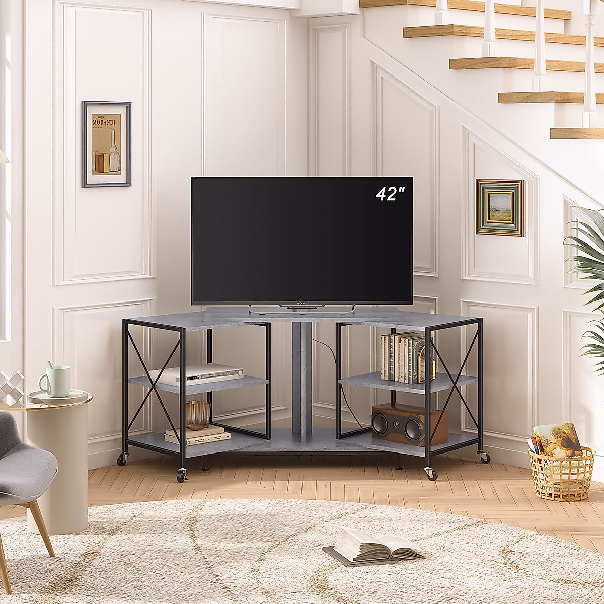 LENNYVILLNA TV Stand, Entertainment Center with Power Outlet, Flexible TV Stands for Living Room, Television Stands for 55 inch TV, TV Stand for Bedroom, Media Console Table