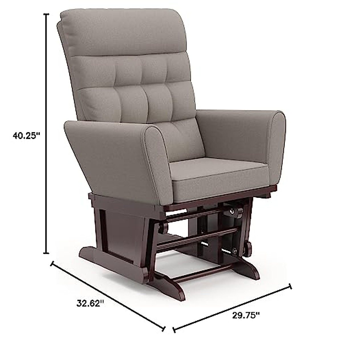 Storkcraft Harmony Premium Glider and Ottoman (Espresso Base, Sandstone Cushion) – Upholstered Glider, Padded Cushions with Storage Pocket, Smooth Rocking Motion, Easy to Assemble, Solid Hardwood Base