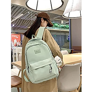 Cute Backpack Kawaii Backpack Aesthetic Supplies Cute Aesthetic Backpack for College Laptop Travel Supplies (Green)