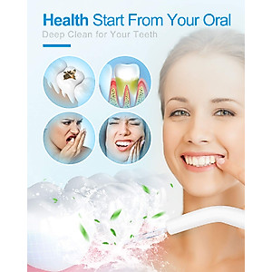 Cordless Water Flosser Teeth Cleaner, Nicefeel 300ML 2 Tip Cases Portable and USB Rechargeable Oral Irrigator for Travel, IPX7 Waterproof, 3-Mode Water Flossing with 4 Jet Tips for Home Blue