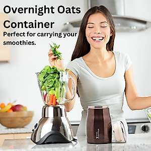 Time Savour 16oz Overnight Oats Containers with Lids for Overnight Oats, Smoothie, Yogurt, Pasta & Soup, Thermos Food Jar for Kids & Adults (Brown)