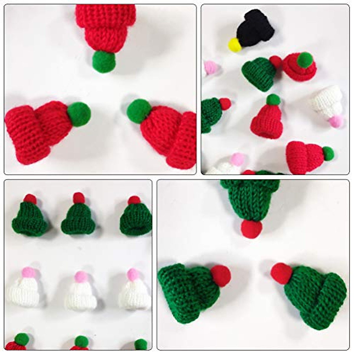 BESTOYARD 20pcs Mini Beanie Tiny Knit Hats for Crafts Handmade Mini Hat Tree Ornaments Miniature Knitted Hats Cute Doll Hat Small Santa Hats Decor Bottle Knitting Wool Cell Phone