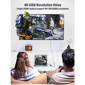 Mkighub USB C to Dual HDMI Adapter 4K 60Hz, Type C (Thunderbolt 3) to HDMI Converter Dual Monitor Adapter Compatible with MacBook Pro Air 2020/2019/2018, Yoga 920, Chromebook Pixel, XPS 13/15, etc