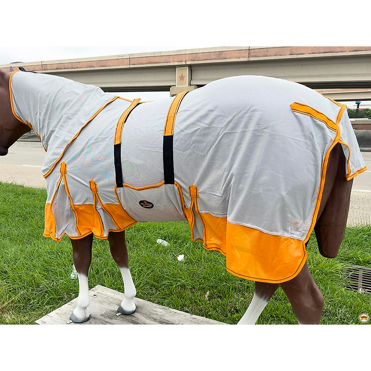 HILASON 78" Inches Horse Fly Sheet with Neck UV Protect Mesh Bug Mosquito Summer White/Orange | Horse Fly Sheet | Horse Western Fly Sheet | Fly Sheets for Horses | Mosquitoes Protection for Horses