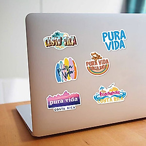 50Pcs Costa Rica Stickers Pack, Aesthetic Pura Vida Waterproof Vinyl Stickers for Water Bottle Laptop Scrapbook Journal, Summer Tropical City Decals for Kids Girls Teens Adults