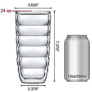 Amazing Abby - Arctic - 24-Ounce Insulated Plastic Tumblers (Set of 4), Double-Wall Plastic Drinking Glasses, All-Clear High-Balls, Reusable Plastic Cups, BPA-Free, Shatter-Proof, Dishwasher-Safe