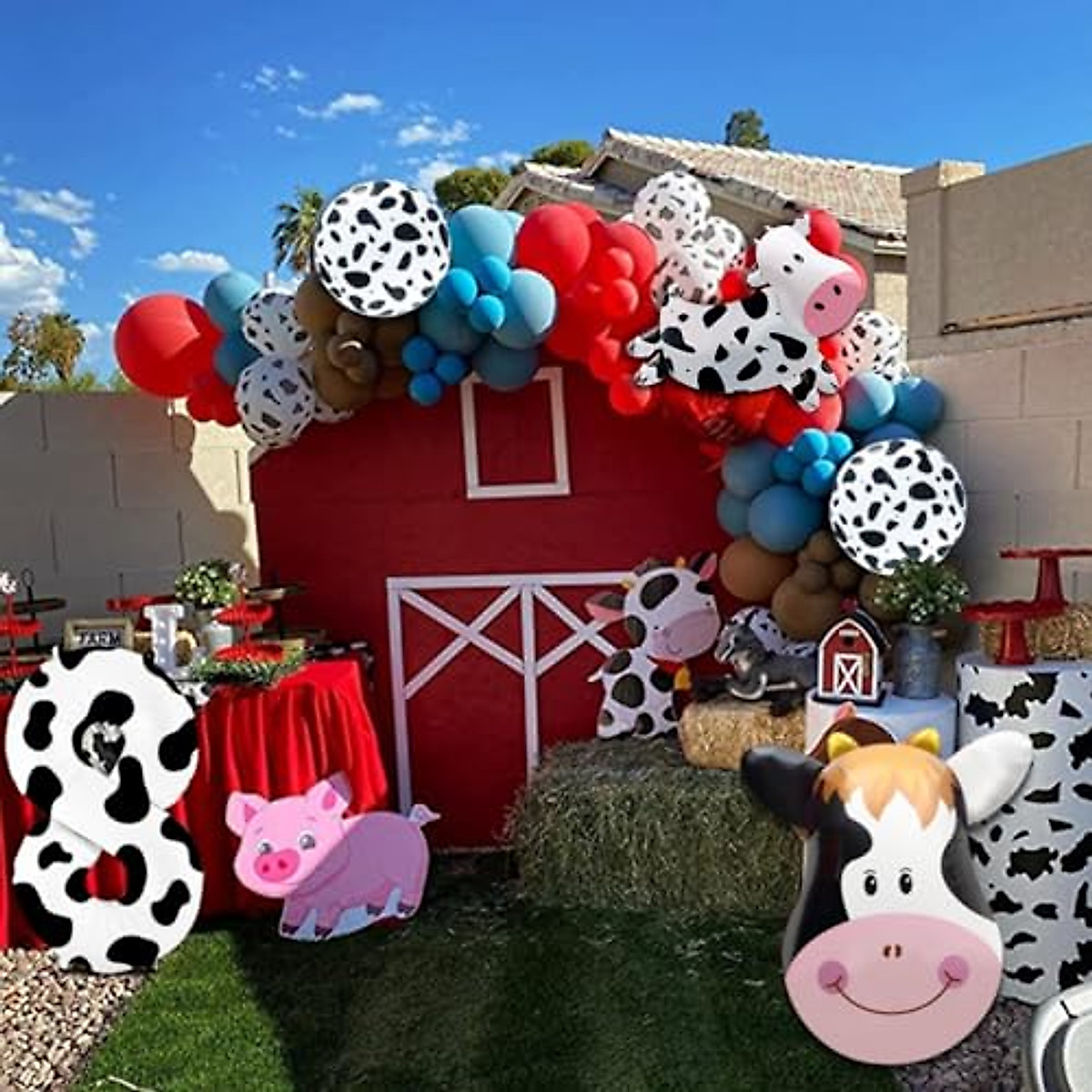7Pcs Cow Balloons - Cow Print Balloon Huge Cow Head Foil Balloons Number 8 Balloon Cow Decorations for 8th Birthday Farm Animal Birthday Decorations Western Cowboy Theme Party Decoration