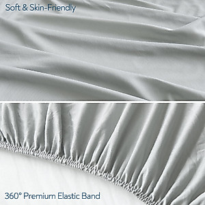 Stretchy Crib Sheets for Boys Girls, 2 Pack Baby Crib Sheets Fitted for Standard Crib and Toddler Bed Mattress 52" x 28", Soft and Breathable Fitted Crib Sheets Neutral, Grey