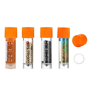 1.8ml Cryo Tubes Plastic Small Vials with Screw Caps Graduated Plastic Cryovial Cryogenic Vial Tubes, PP Material, Free from DNase, RNase 81Pcs