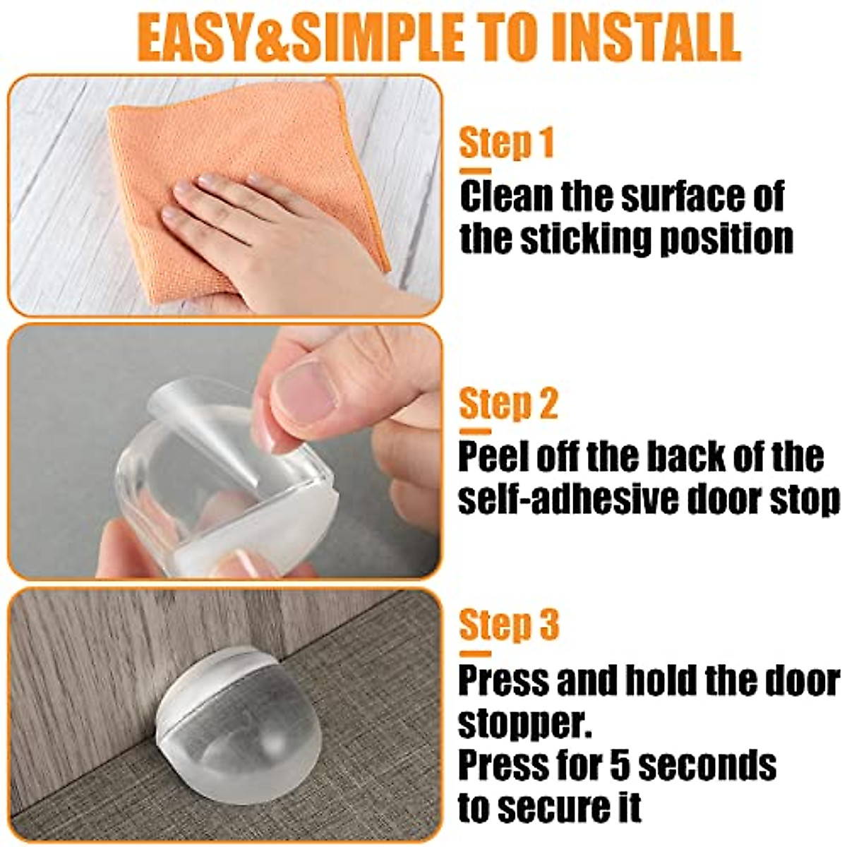 4 Pieces Floor Door Stopper No Drill Shower Door Stopper Self Adhesive Door Stoppers Wall Protectors Acrylic Door Stoppers Floor Buffers Wall Buffers for Protection of Wall and Furniture
