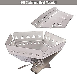 Lineslife Portable Collapsible Fire Pit for Camping, Stainless Steel Assemblable Firepits for Outside Wood Burning for Backyard, Patio, Garden