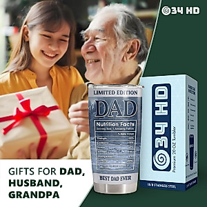 34HD Dad Light Tumbler with Lid, 20 oz Stainless Steel Vacuum Insulated Dad Coffee Mug, Daddy Gifts from Daughter Son Wife, Men Gifts for Fathers Day Birthday Christmas