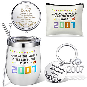 Didaey 14/16/17/18/19/22 Years Old Birthday Sweet Gift Makeup Bag 12 oz Tumbler Keychain Makeup Mirror for Daughter Bff Mother(17th Birthday)