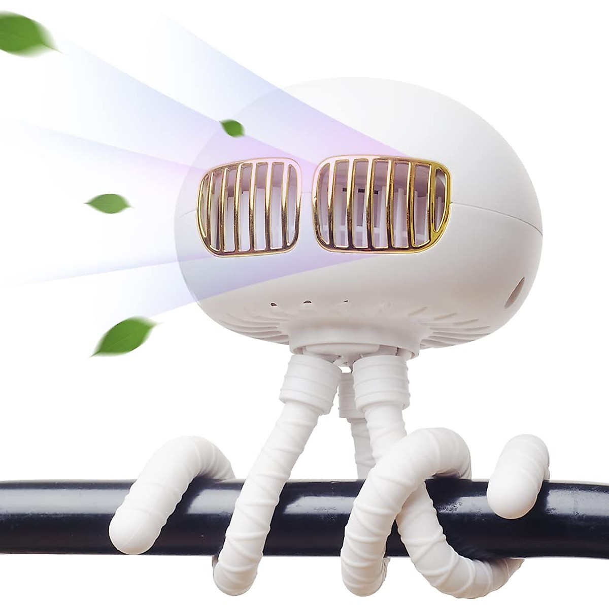 UJAY Stroller Fan,Mini Personal Portable Desktop Fan,Non-Slip Durable,USB or Battery Powered, Bladeless Fan Design, Stylish and Safe,Low Noise, Short Charging Time,Long Use Time