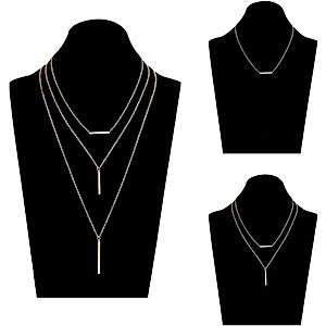 CEALXHENY Layered Chain Necklaces for Women Girls Boho Vertical Bar Pendant Necklace Set Minimalist Y Necklaces for Beach Parties Summer Jewelry Set