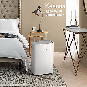 Kesnos 4500 Sq. Ft Dehumidifier for Home with Drain Hose -Ideal for Basements, Bedrooms, Bathrooms, Laundry Rooms -with Intelligent Control Panel, Front Display, 24 Hr Timer and 0.66 Gallon Water Tank