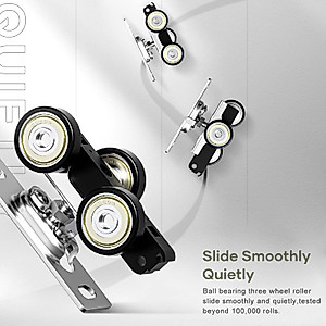 EaseLife 5FT/60in Bypass Double Sliding Pocket Door Hardware Kit,Commercial Grade,Aluminum,Bypassing Wardrobe Closet Door Track for 2 Door System,Slide Smoothly Quietly,Easy Install,No Doors