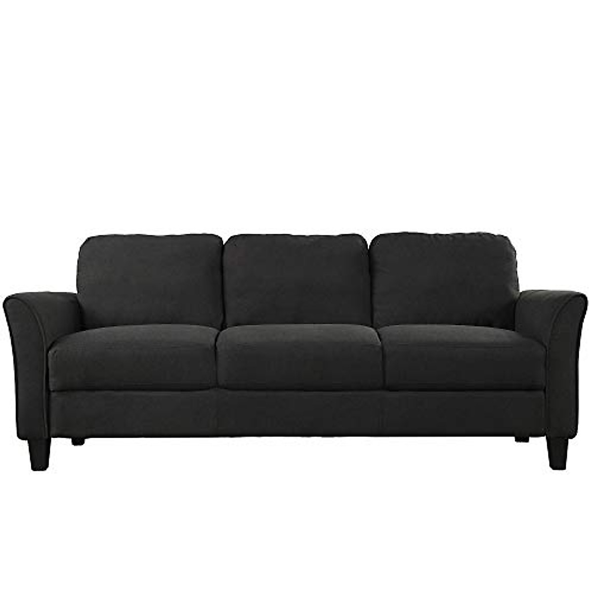MOEO 3 Piece Living Room Sofa Sectional Set for Home Furniture, Polyester-Blend Three Couch Loveseat and Armchair, Black