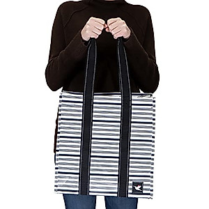 Stola Market Tote – Water Resistant, Wipe Clean Collapsible Tote Bag – Food Grade Grocery Bag – Ideal for Picnics, Outdoor Concerts, Leisure or Work,Indigo Banding