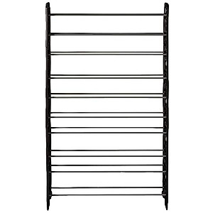 Home Basics Free Standing 50 Pair Shoe Organizer Rack, Ideal for Entryway and Hallway, Black