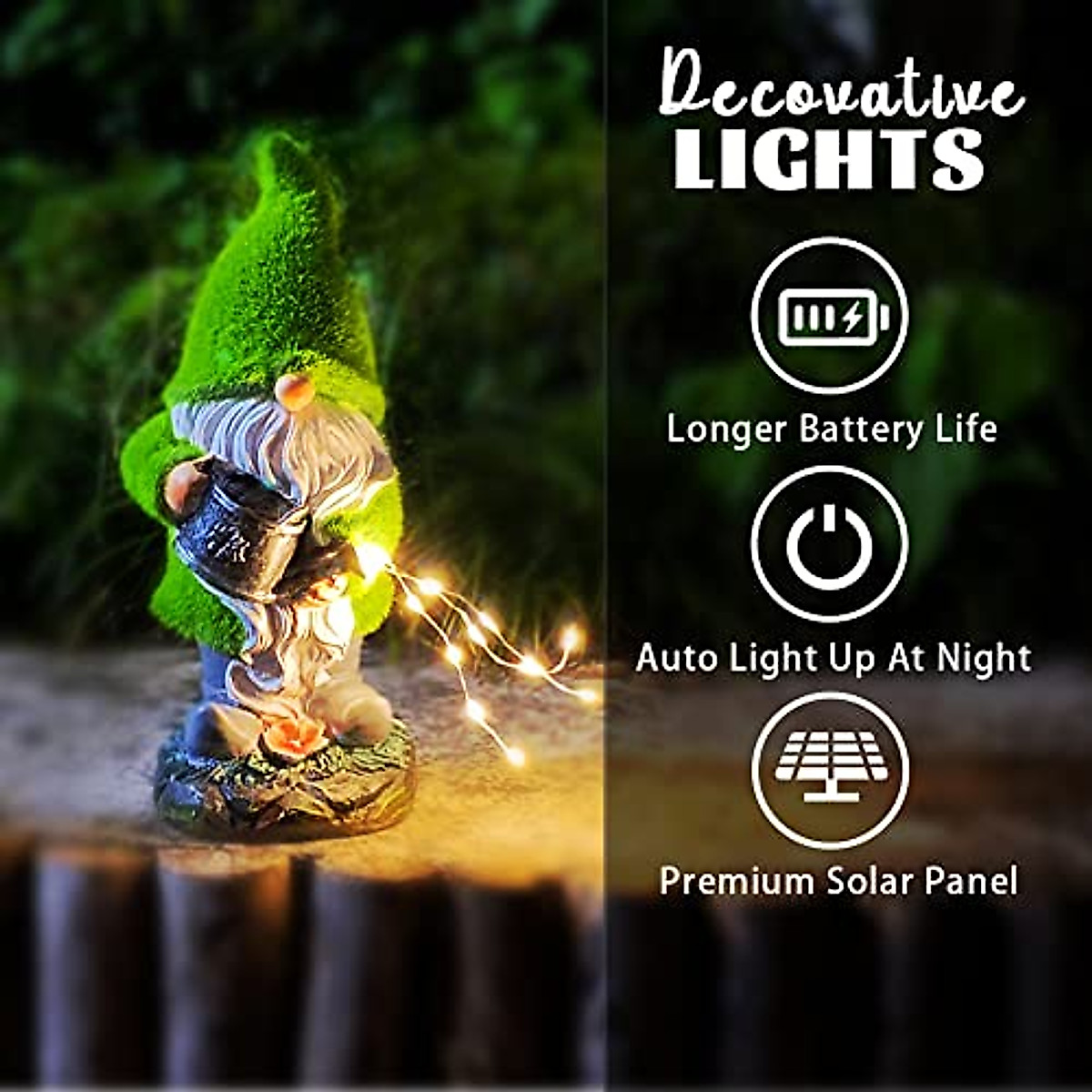 Flocked Large Garden Gnome Outdoor Statues Decor Holding Shower Sign with Solar Lights, Resin Garden Sculpture & Statues, Garden Decorations for Patio, Yard, Lawn Ornaments, Gnome Gifts