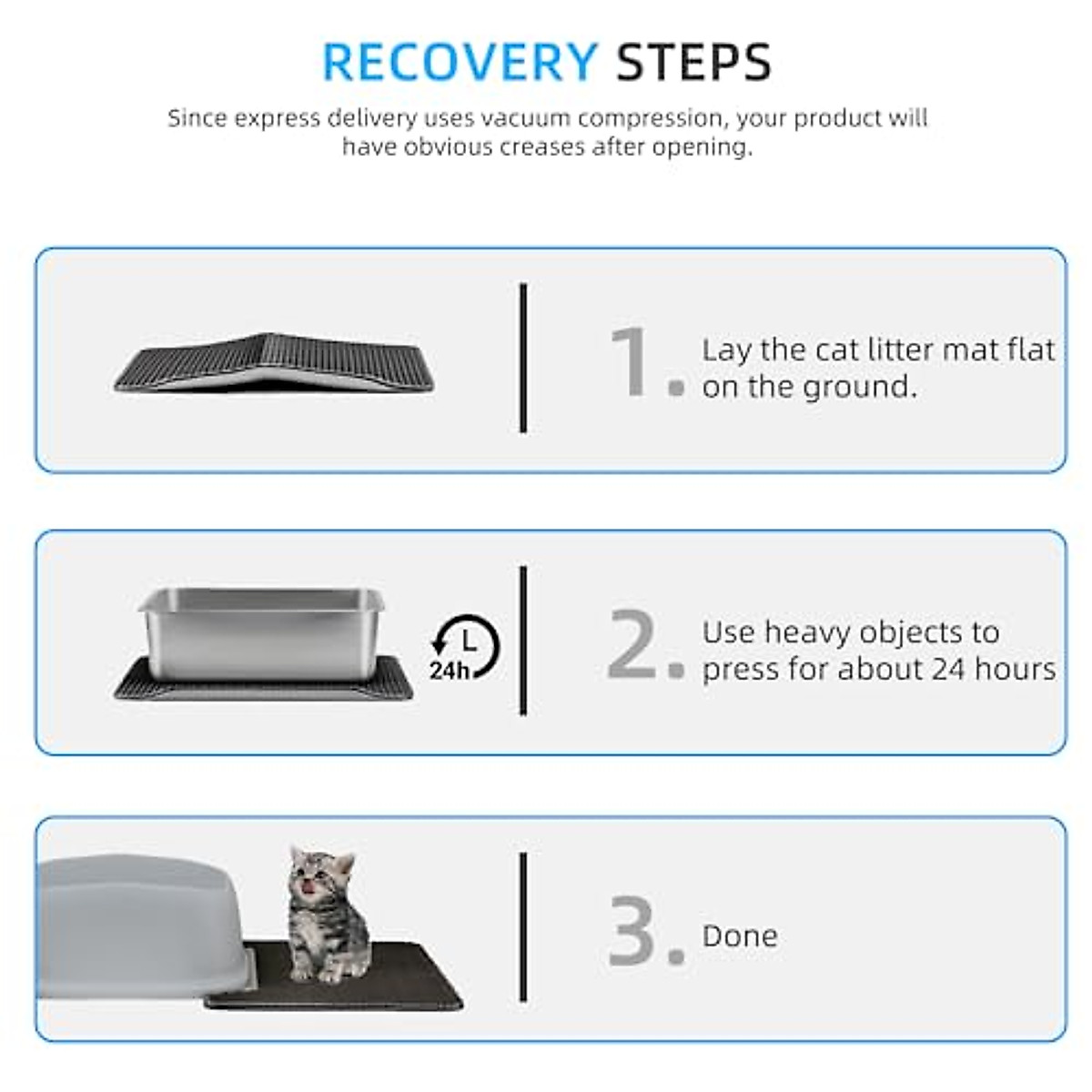 Cat Litter Mat Litter Trapping Mat, Honeycomb Double Layer Litter Box Mat, Waterproof Leakproof Washable Easy Clean, Anti-Slip, Scatter Control, No Phthalate, Scratch Resistant, 25" x 18" Black