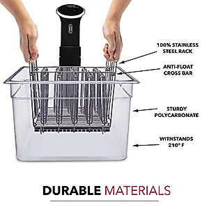 VÄESKE Large Sous Vide Container with Lid and Racks Kit | Sous Vide Accessories | Väeske Large Sous Vide Container with Lid and 2 Racks | Sous Vide Accessories | Compatible with Anova, Anova Nano, Joule, Instant Pot, Sous Vide Cookers (26 QT, Container/Ra