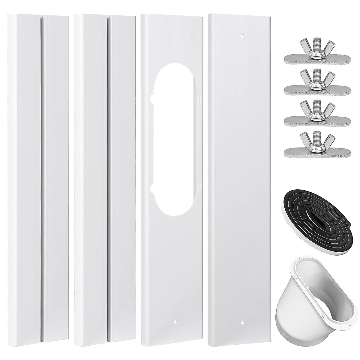 habibee Portable Air Conditioner Window Vent Kit Adjustable AC Window Vent Kit with Window Seal Sliding Air Conditioner Window Kit for Exhaust Hose with 5.1Inches Diameter