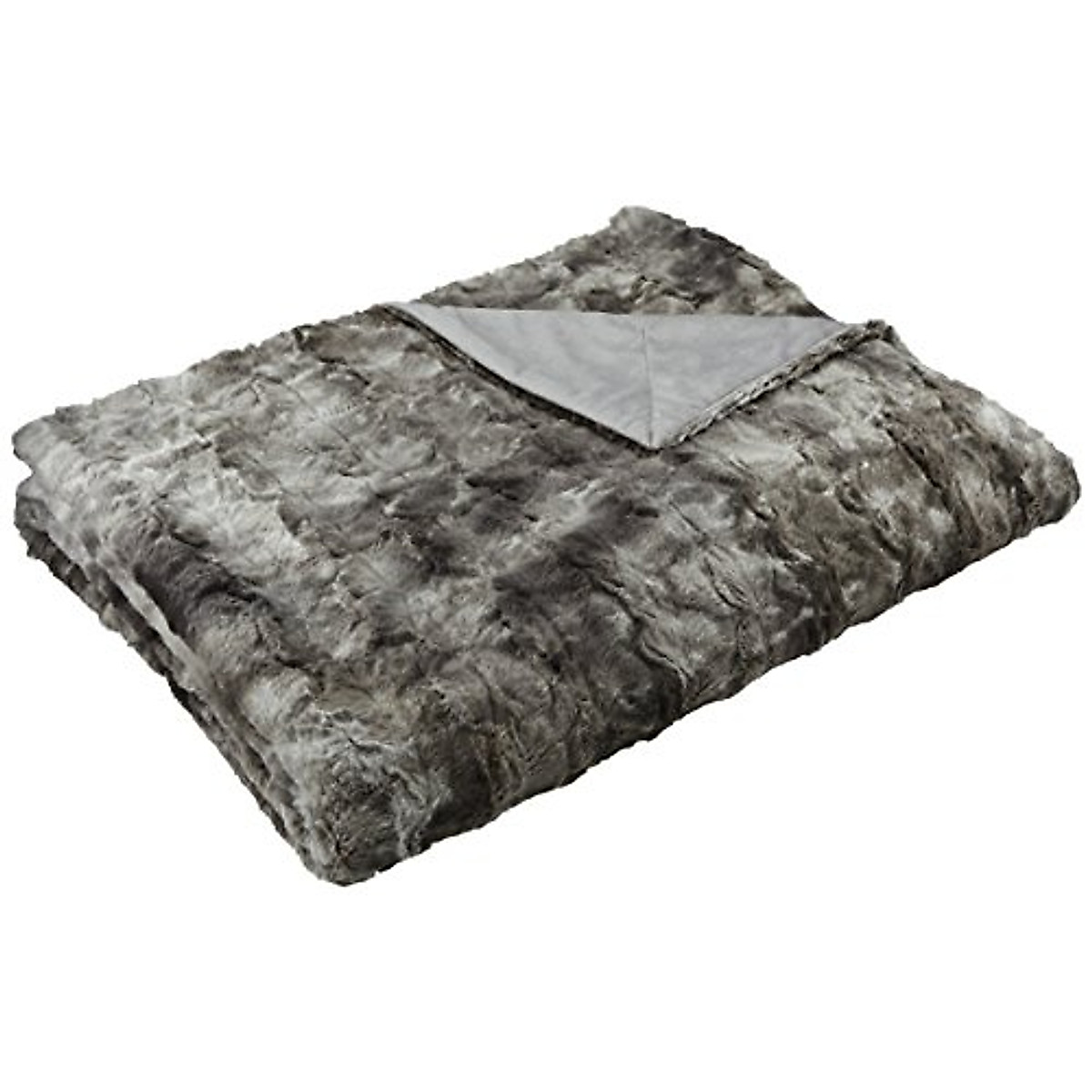 Amazon Brand – Pinzon Faux Fur Throw Blanket - 63 x 87 Inch, Frost gray