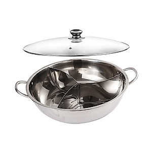Shabu Shabu Divider Hot Pot Tabletop Pot Three Sided Japanese Cookware Kitchenware, 33.2cm