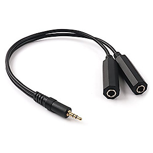 NANYI 3.5mm Male Stereo TRS to Two 6.35mm (1/4 inch) TS Female Stereo Breakout Cable, Y Splitter Adapter Cable 1FT / 0.3M