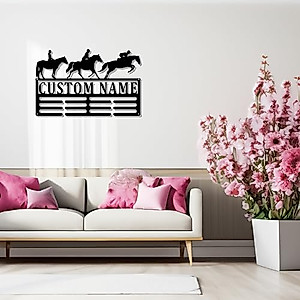 Custom Equestrian Medal Holder Light, Personalized Equestrian Player Name Medal Hanger, Equestrian Medal Display Awards Sign, Equestrian