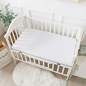 3-Piece Blue and Gray Crib Bedding Set for Girls and Boys. Standard Size Set Inlcudes Comforter, Neutral Crib Fitted Sheet, and Changing Pad Cover. Grey and Blue Damask Pattern