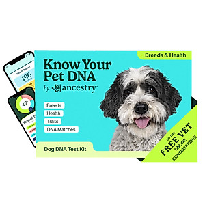 AncestryDNA Know Your Pet DNA: Dog DNA Breed Identification Test, Dog Health Screening, Genetic Traits, DNA Matches, Dog DNA Test, Dog Breed DNA kit, Easy-to-Use Pet DNA Health Test