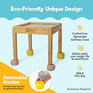 Little Balance Box, Best Push Pull Walker Toy, 2-in-1 No Wheels Spring Feet, Wooden Walker, Girl Boy Toddler Child Activity Table, Green